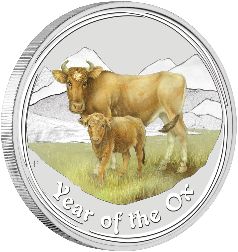 Silver Lunar Coloured Coin 2009 - Year of the Ox - 1 oz | Silver ...